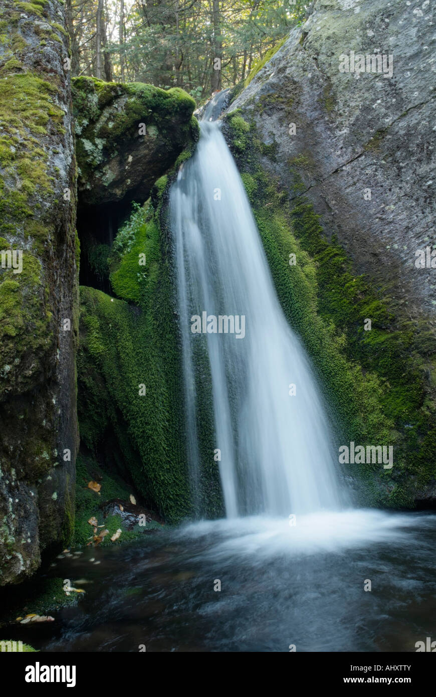 Mossy Falls on the side of King Ravine Trail during the early autumn ...