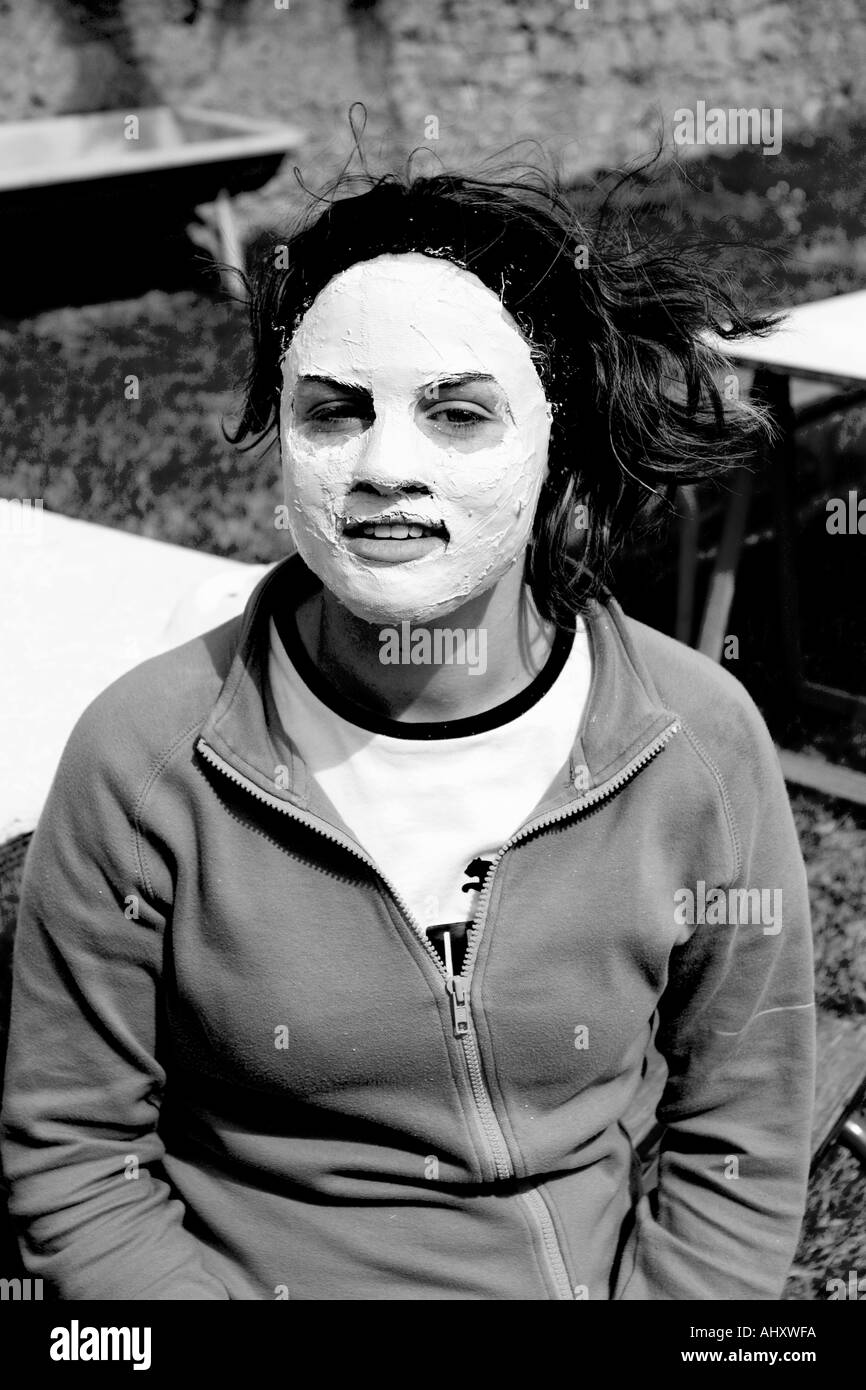 girl with plaster mask on face Stock Photo - Alamy