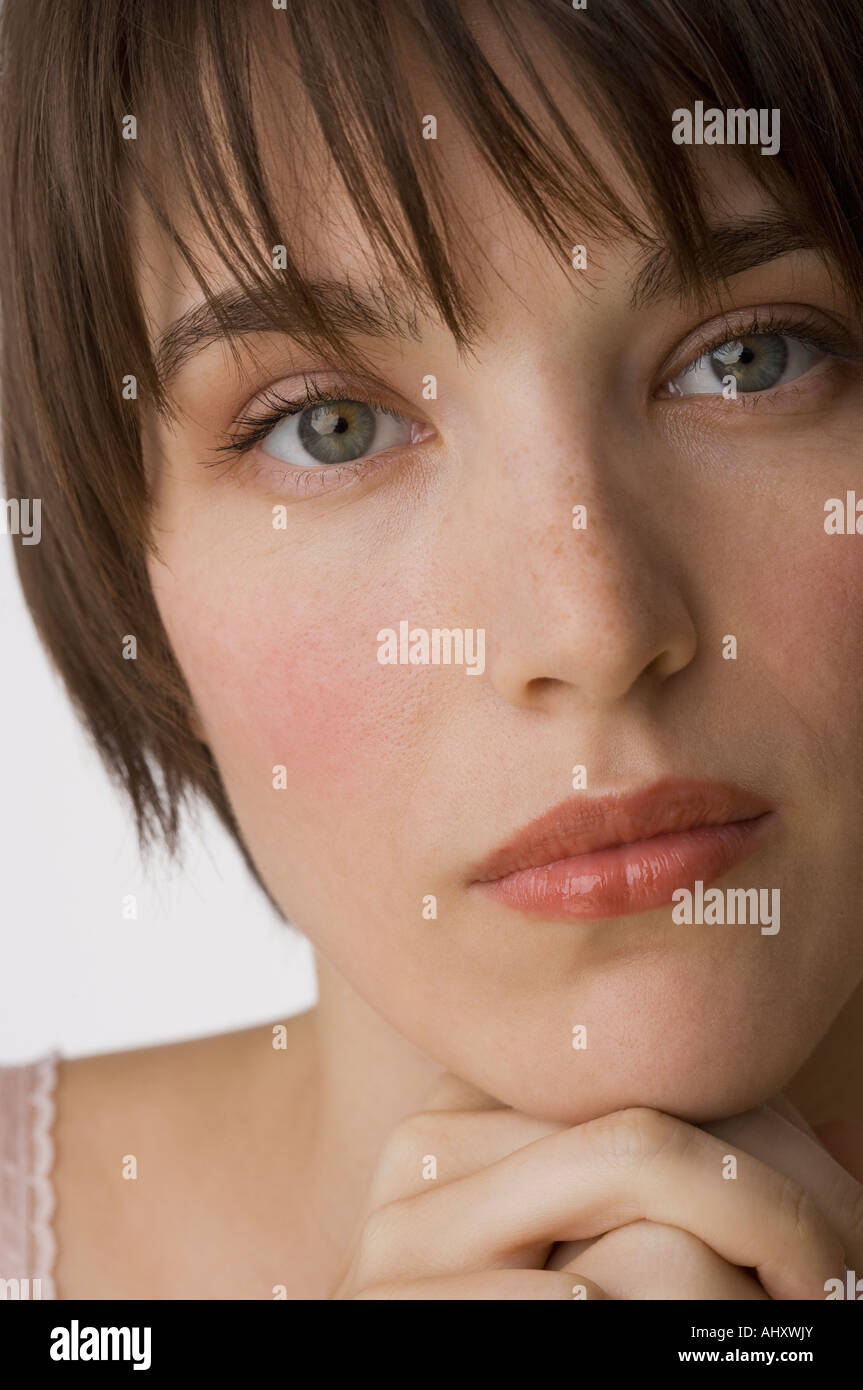Close up of woman’s face Stock Photo - Alamy