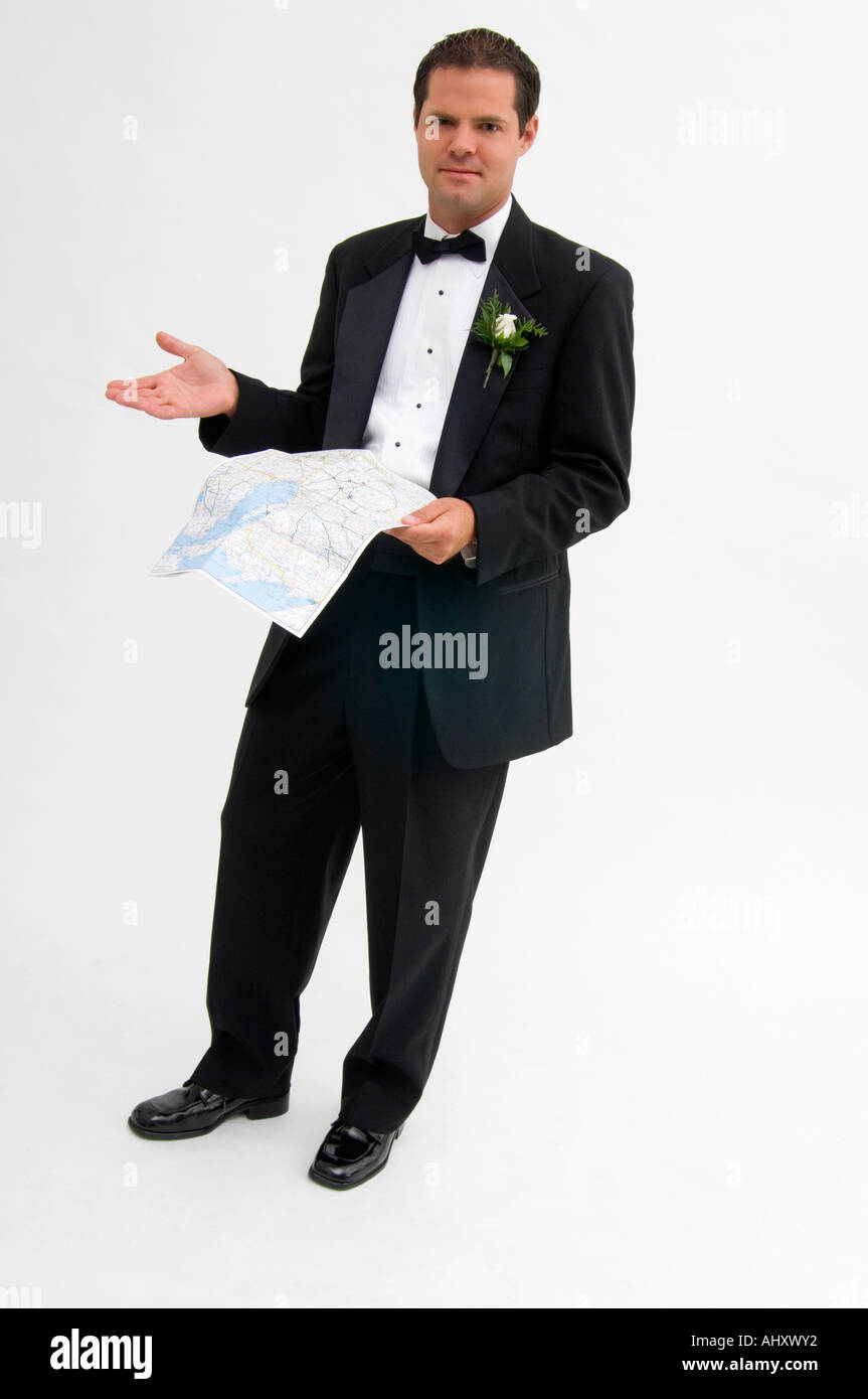 Man looking at road map Stock Photo - Alamy