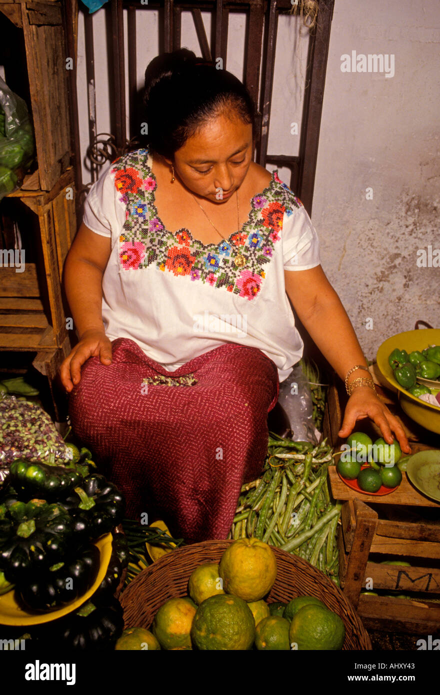 Mexican woman, Mexican, woman, vendor, selling fruits and vegetables ...