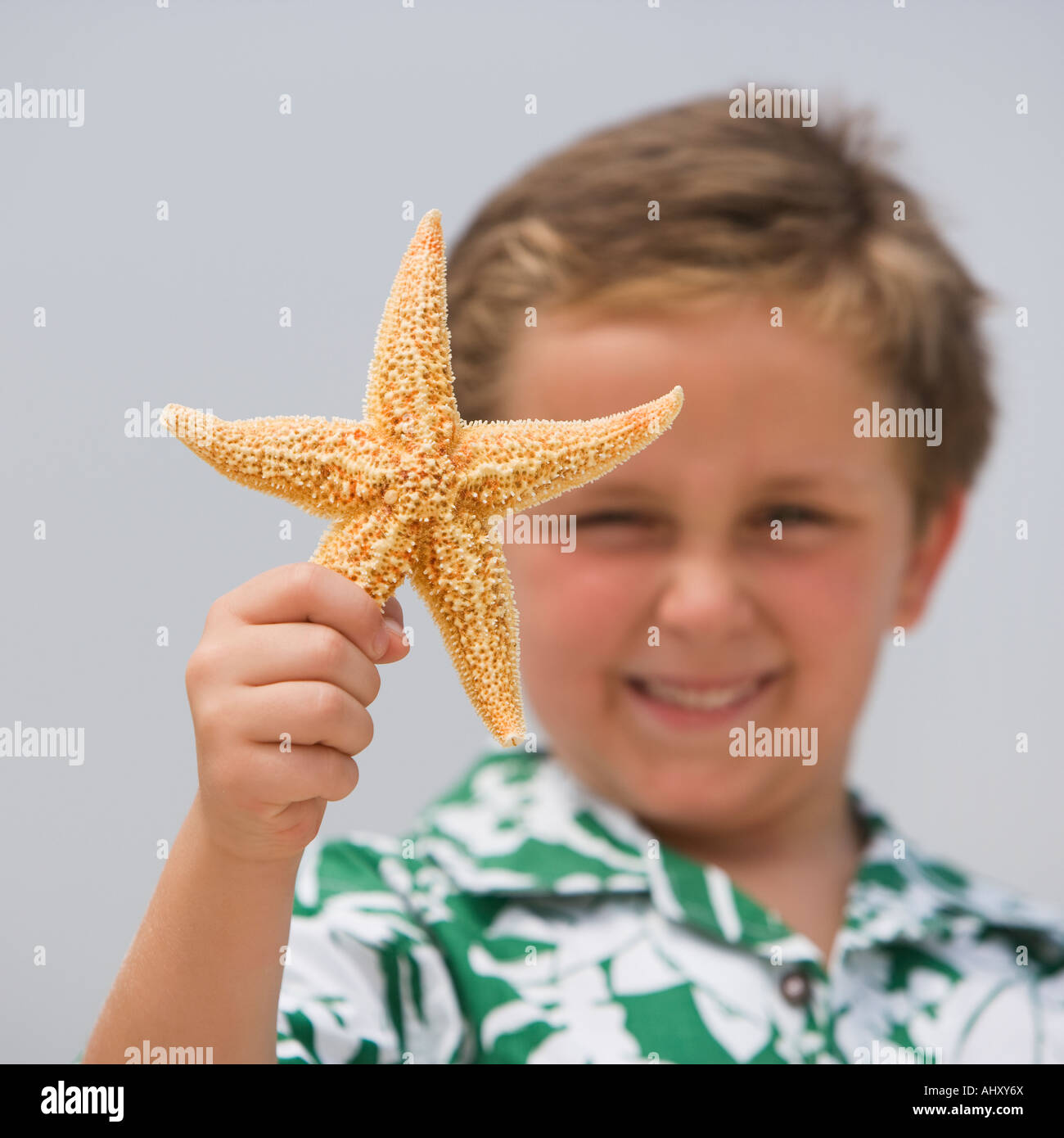 Boy holding starfish Stock Photo - Alamy