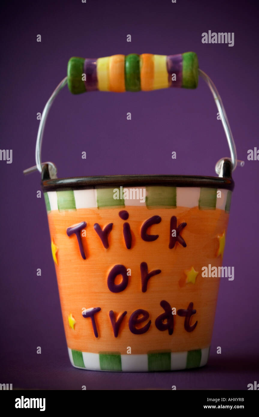 Halloween trick or treat bucket Stock Photo - Alamy