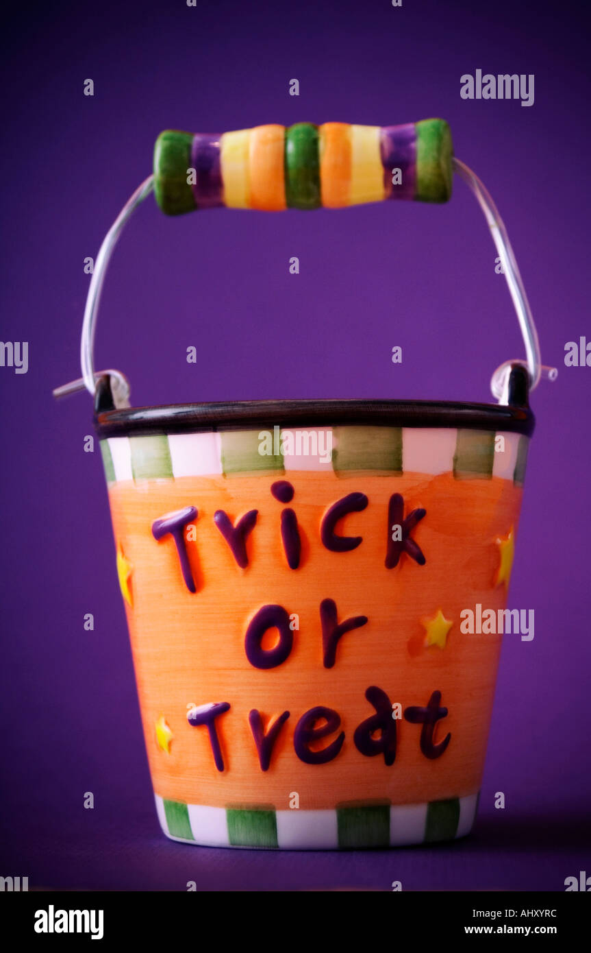 Halloween trick or treat bucket Stock Photo - Alamy