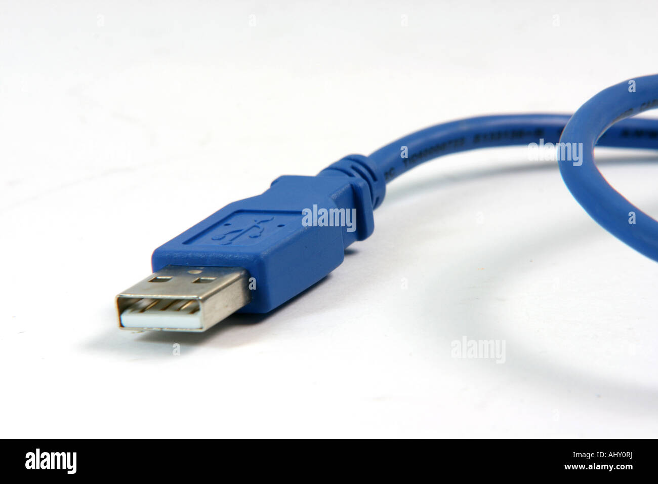 blue usb cable closeup white background Stock Photo - Alamy