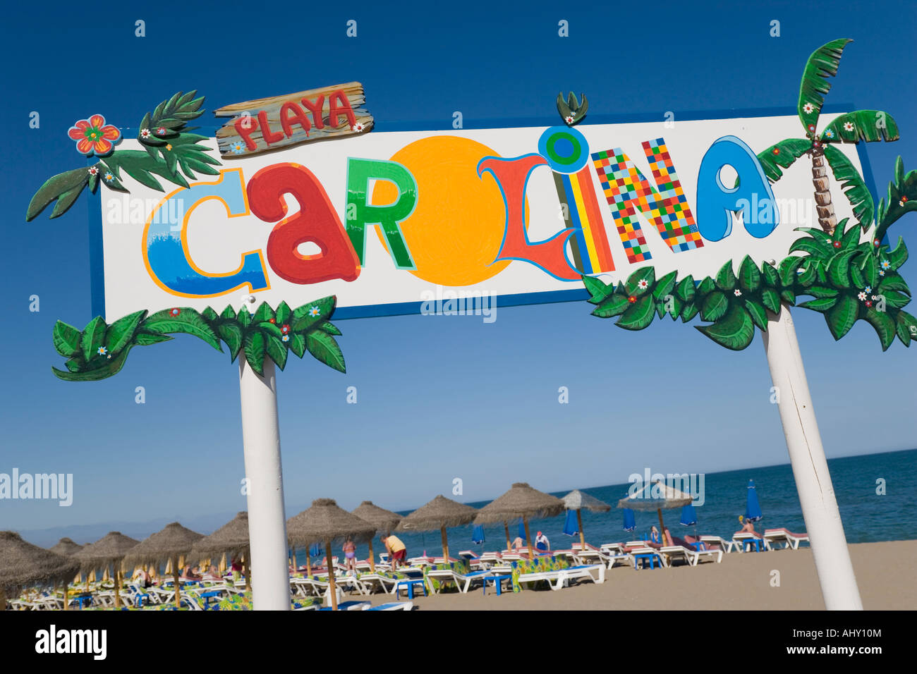 Torremolinos Malaga Province Costa del Sol Spain Playa Carolina beach ...
