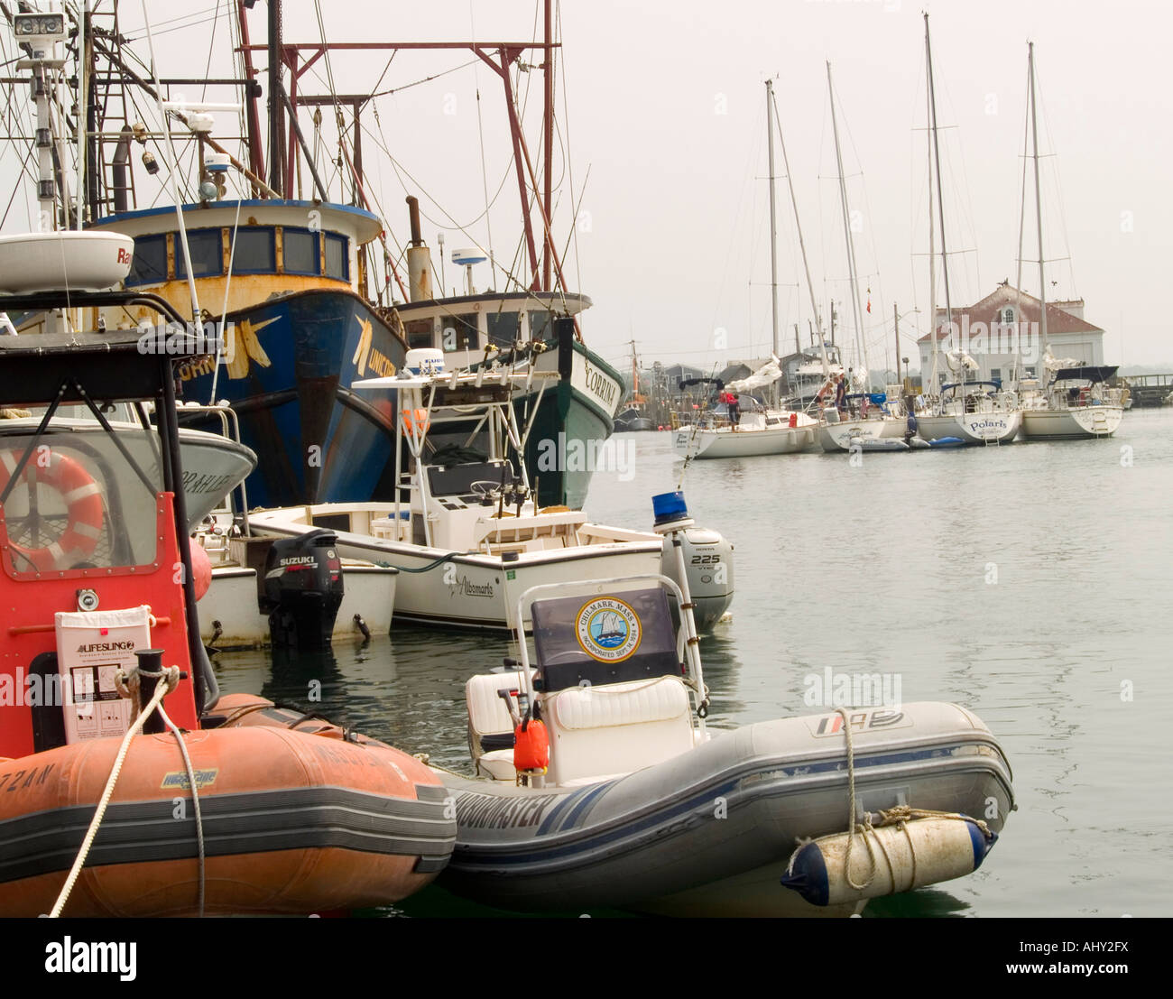 Boats in the harbour at Menemsha, a fishing village on Martha's ...