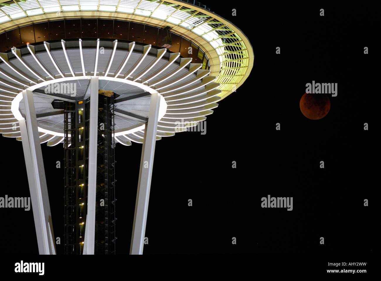 Lunar eclipse as seen from the space needle Stock Photo - Alamy