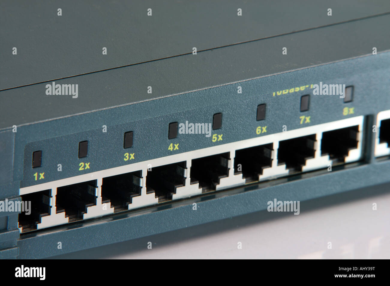 network concepts closeup router ports Stock Photo - Alamy