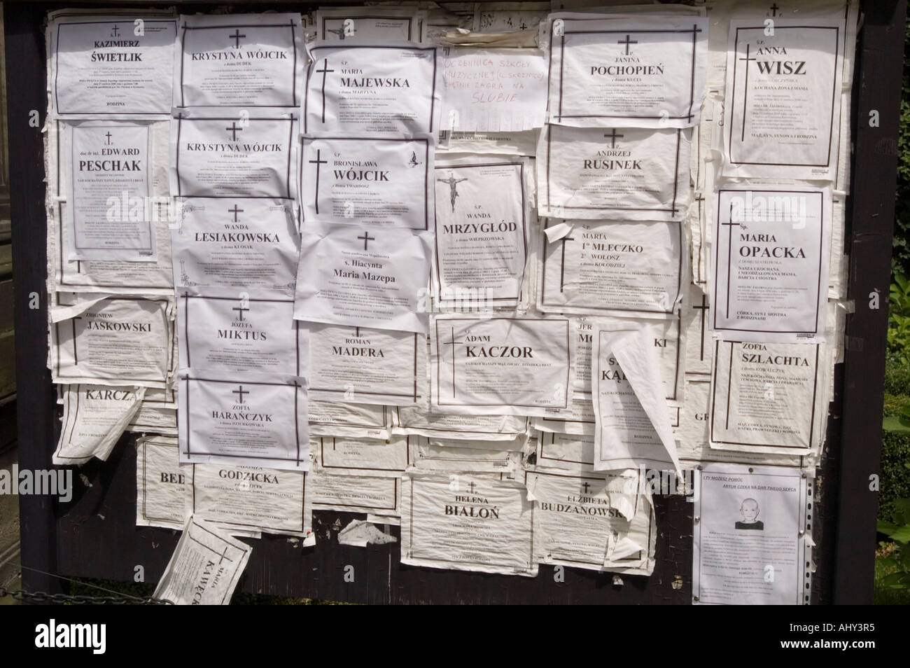 Funeral obituary notice board hi-res stock photography and images - Alamy
