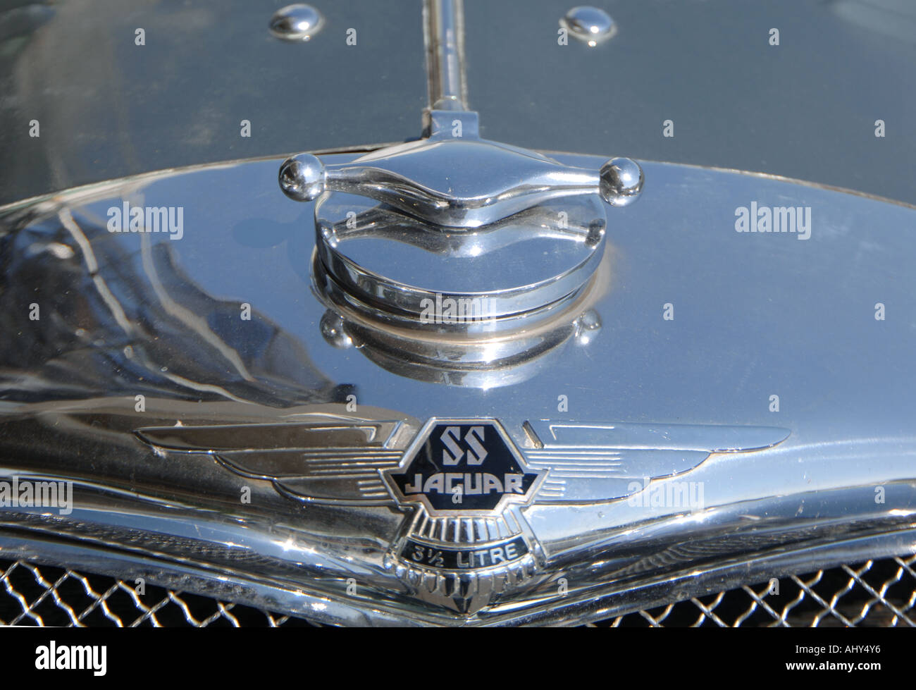 Jaguar SS radiator badge Stock Photo - Alamy