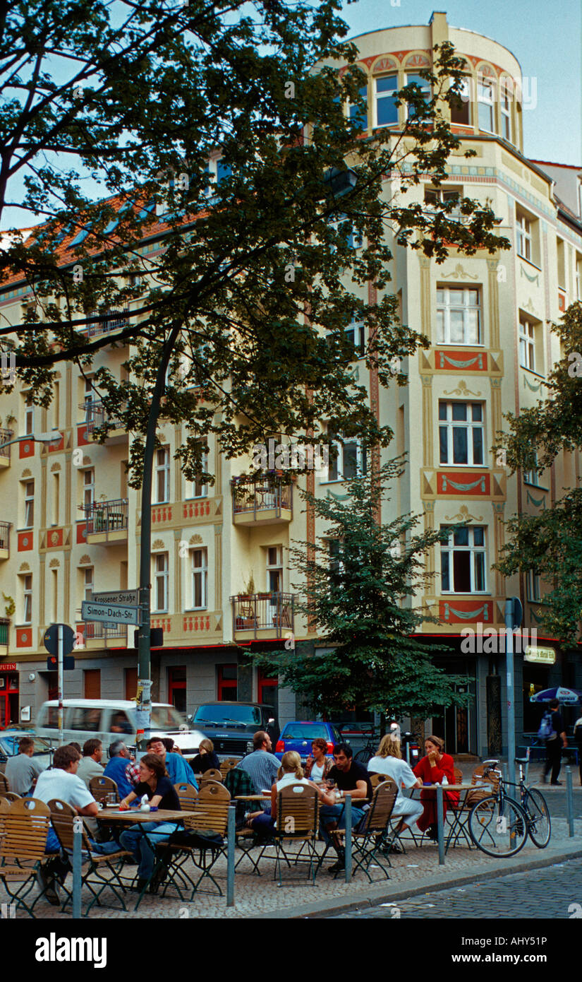 Berlin. Friedrichshain. Streetlife. Popular street Simon-Dach-Strasse ...