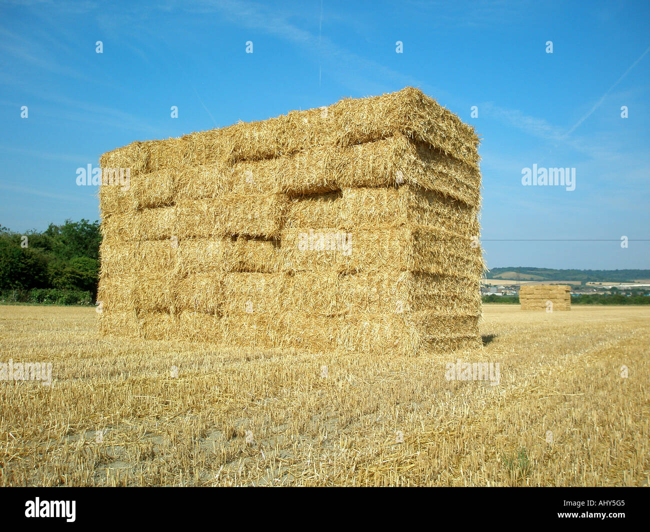 Traditional square style English haystacks Stock Photo - Alamy