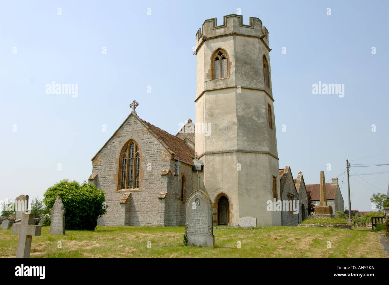 Templar church with 8 eight sided tower in England Stock Photo - Alamy