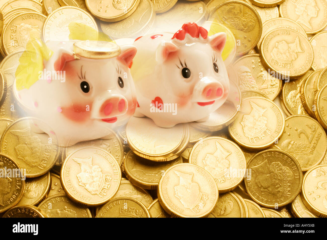 Two piggy banks coins hi-res stock photography and images - Alamy