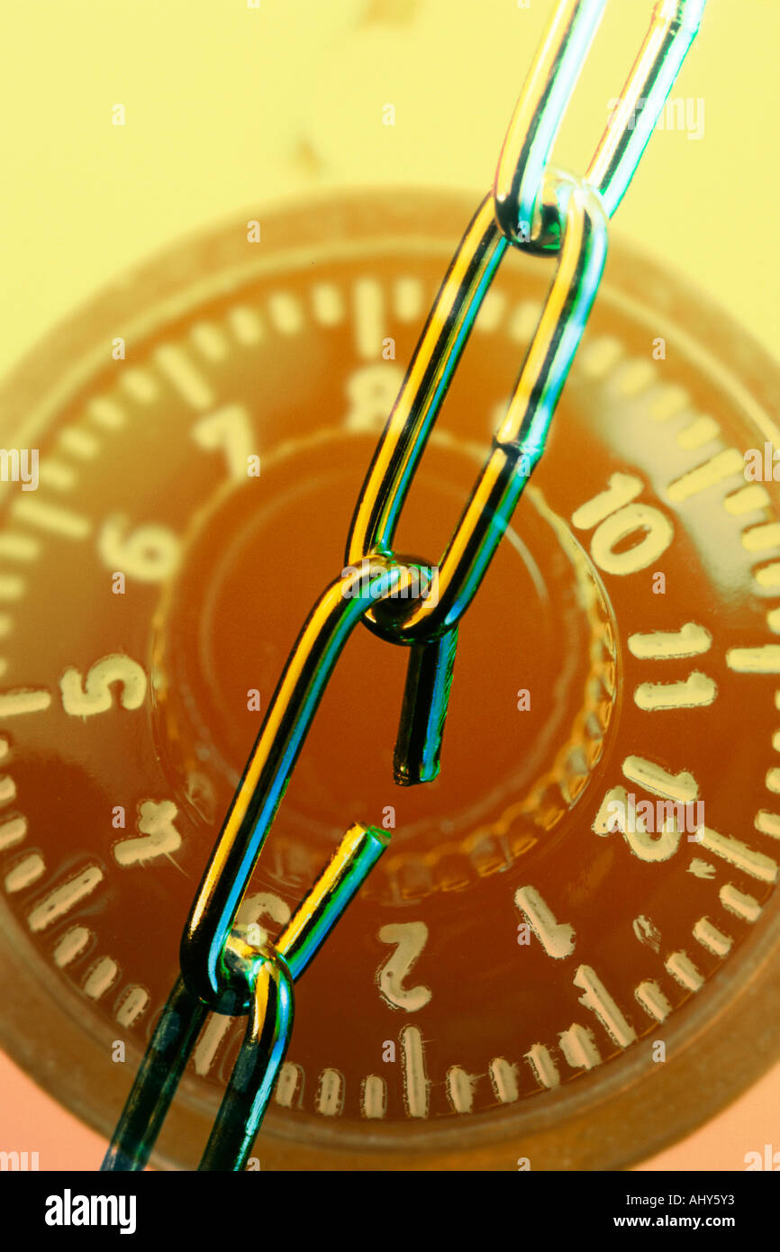 Combination Lock and Chain Stock Photo - Alamy
