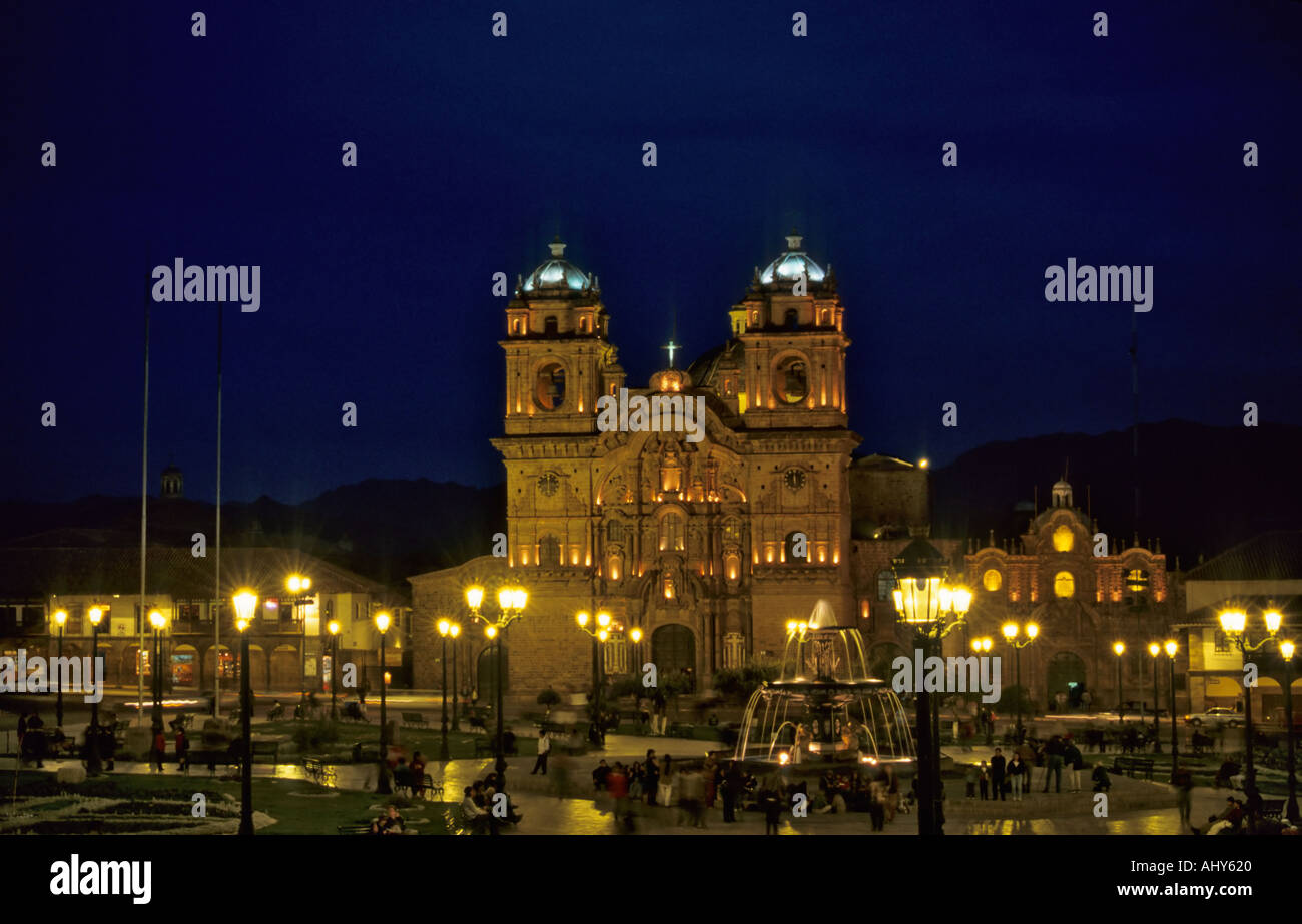 Plaza de Armas at night, Cusco, Peru Stock Photo - Alamy