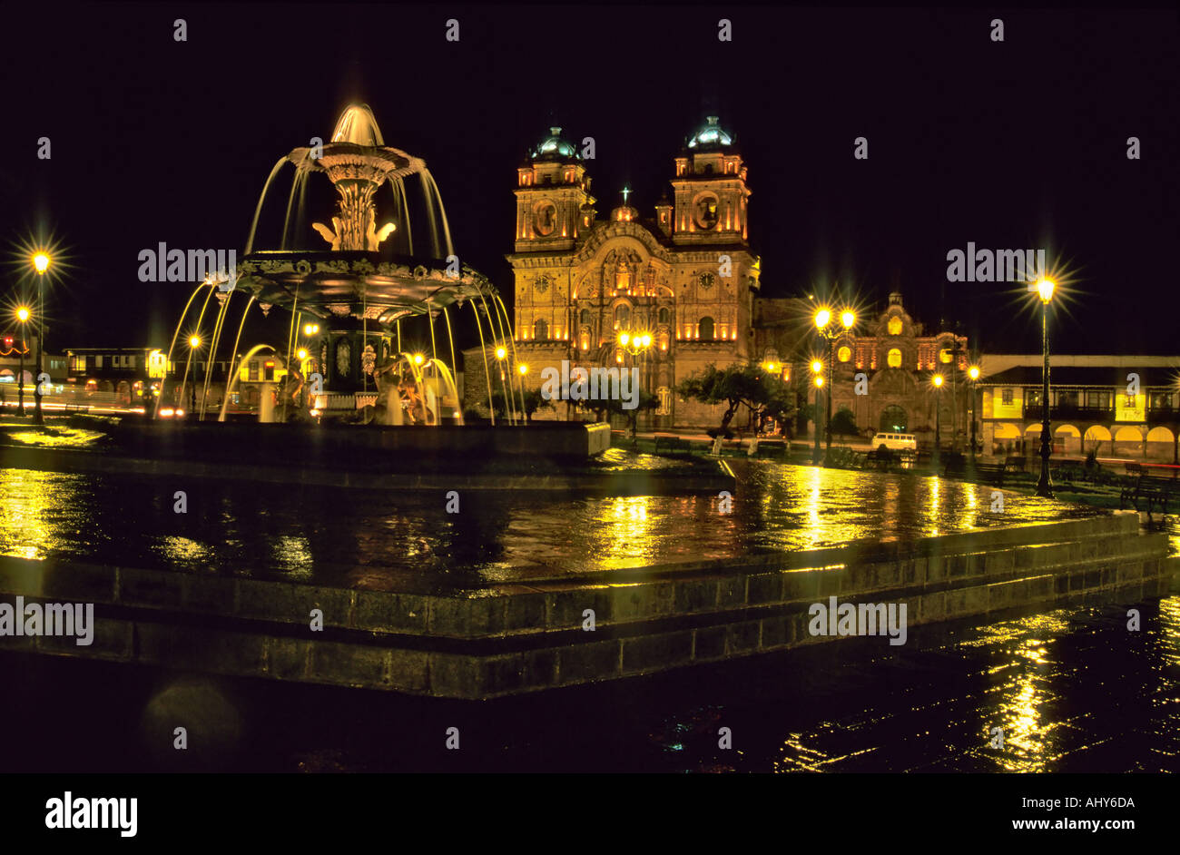 Plaza de Armas at night, Cusco, Peru Stock Photo - Alamy
