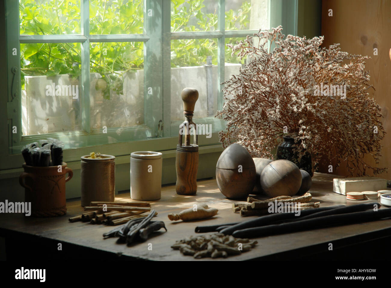 windows of an ancient drugstore Stock Photo - Alamy