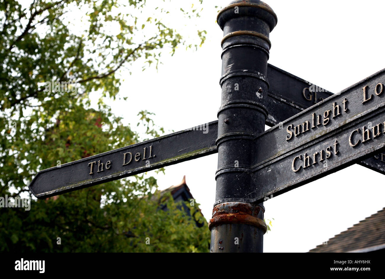 Direction sign in Port Sunlight village Wirral Stock Photo - Alamy