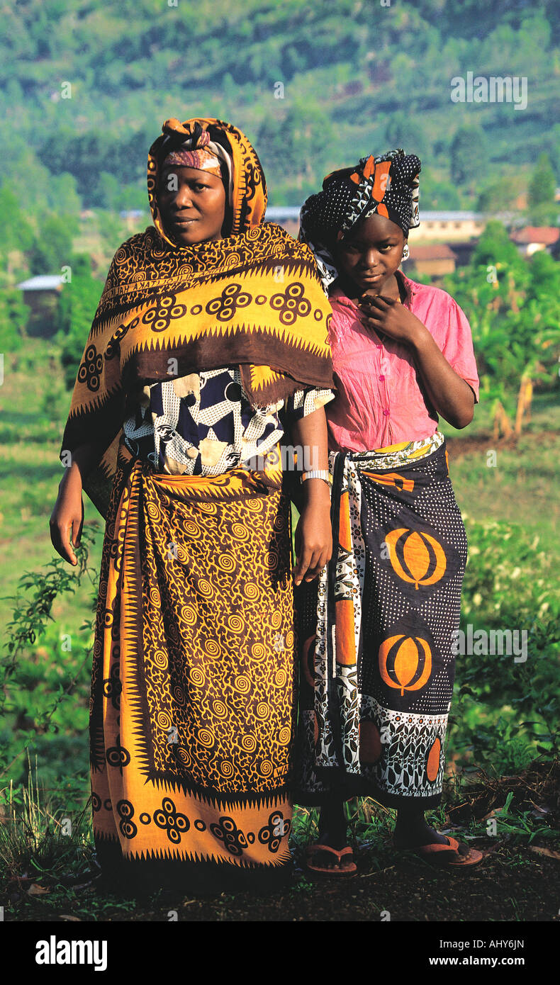 Two 2 traditional Africa women typical of area of Usambara Forest ...