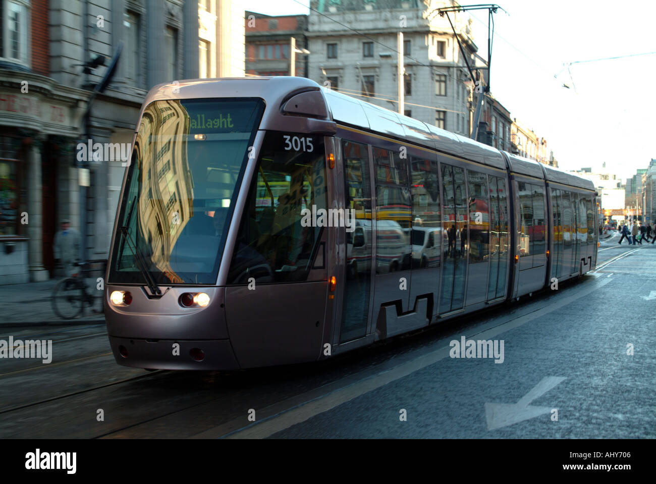 LUAS tram in Dublin city centre operated by Connex Transport southern ...