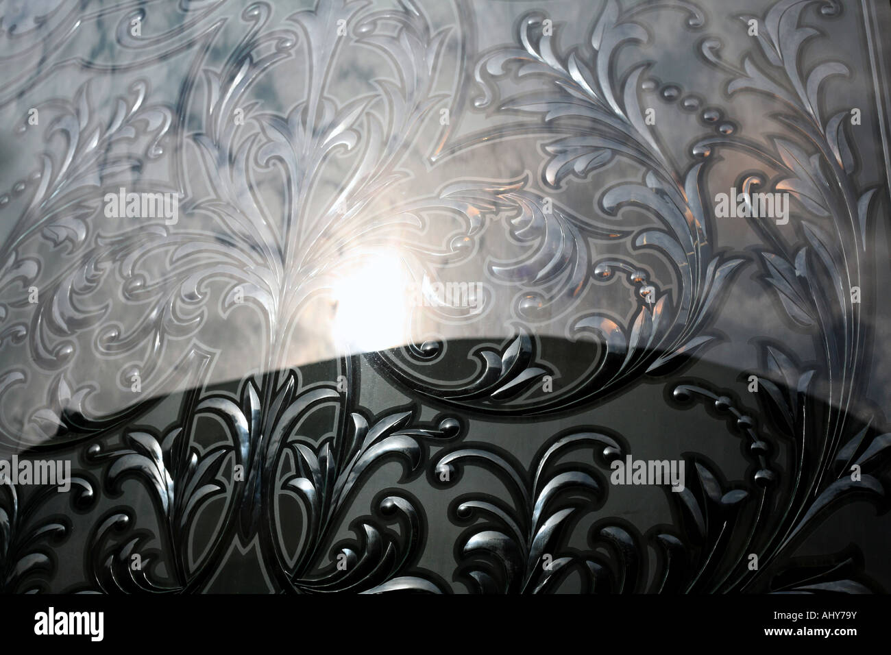 Traditional etched glass window of Victorian era pub in England Stock ...