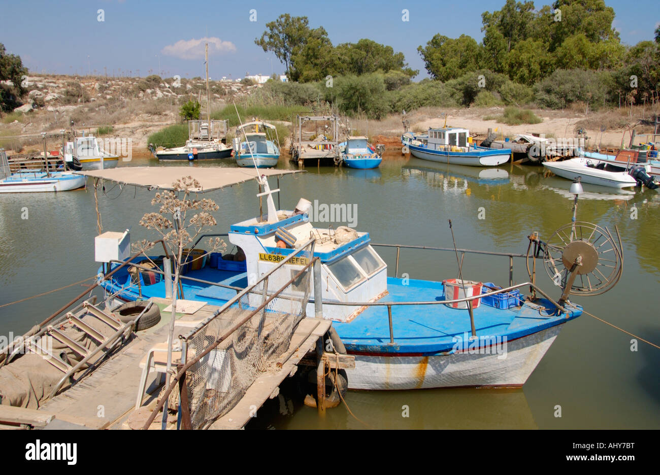 Harbour at Potamos Liopetriou on the Mediterranean island of Cyprus EU ...