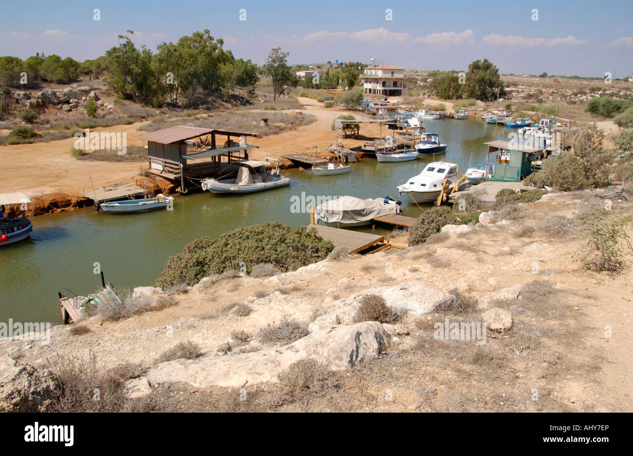 Harbour at Potamos Liopetriou on the Mediterranean island of Cyprus EU ...