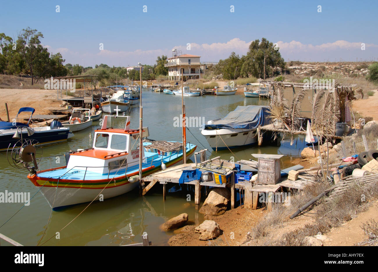 Harbour at Potamos Liopetriou on the Mediterranean island of Cyprus EU ...