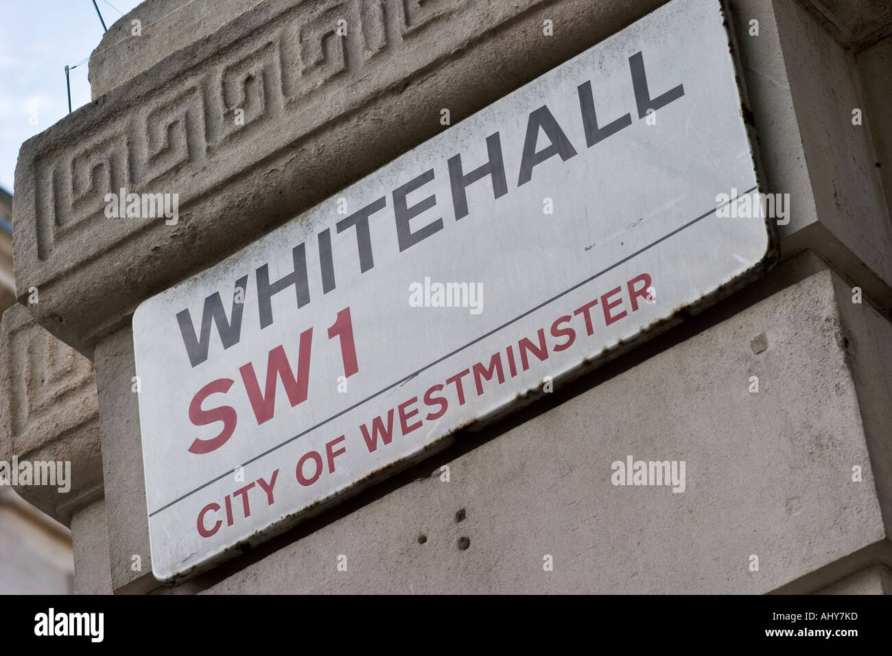 Whitehall street sign outside Downing Street London Stock Photo - Alamy