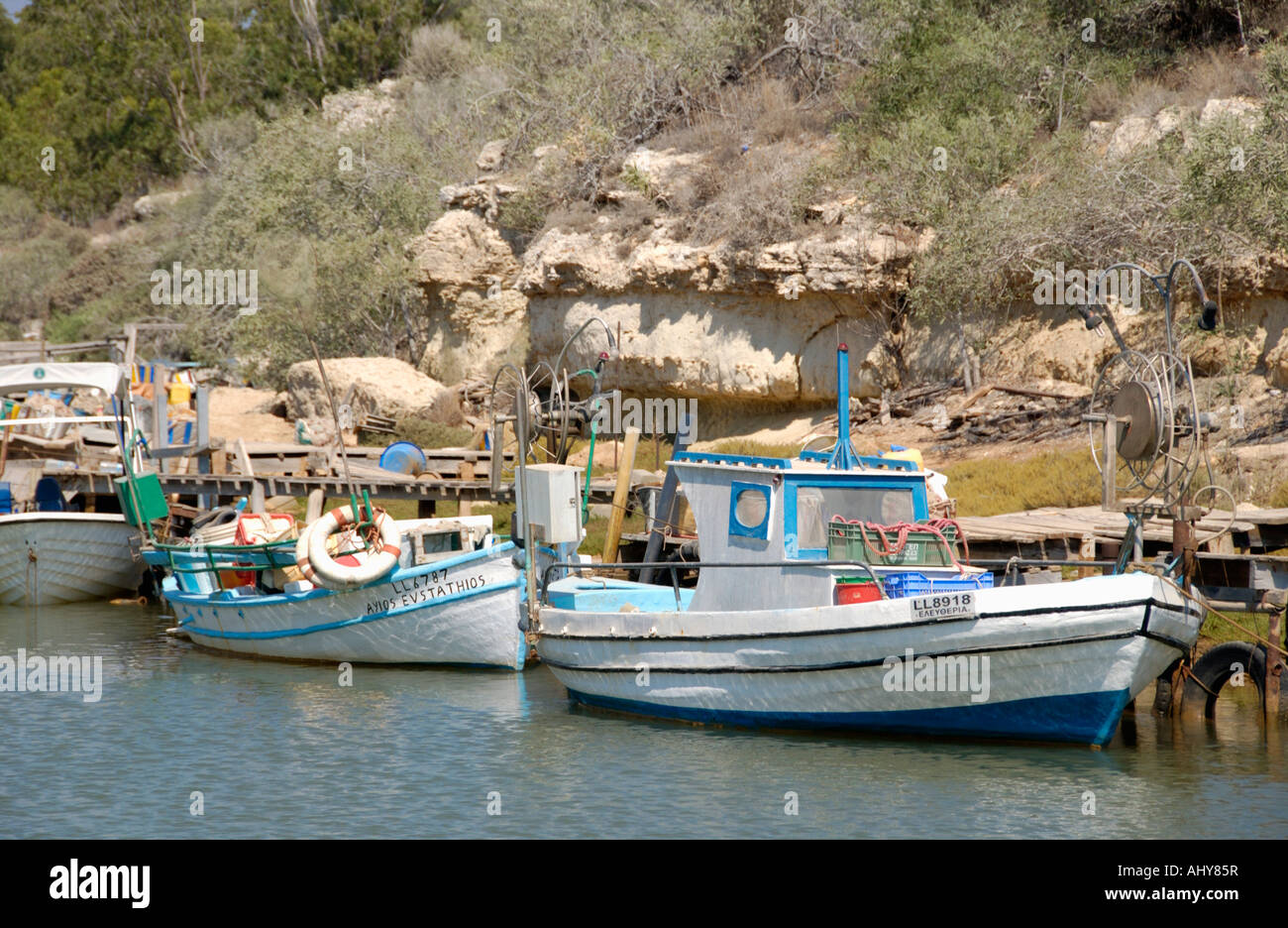 Harbour at Potamos Liopetriou on the Mediterranean island of Cyprus EU ...