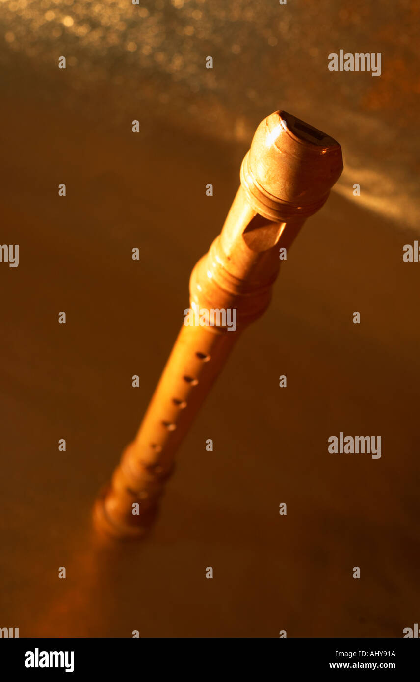 Side lit recorder on plain textured background Stock Photo - Alamy