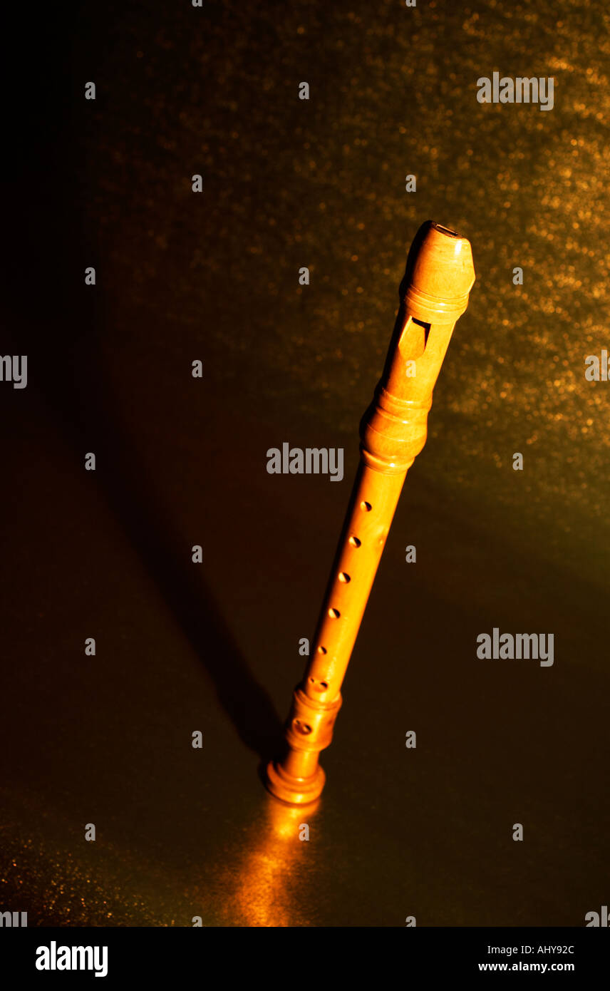 Side lit recorder on plain textured background Stock Photo - Alamy