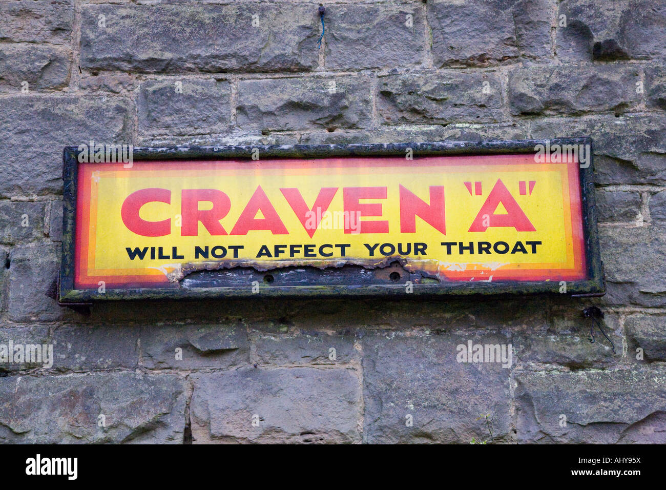 Craven A 'Will not affect your throat' vintage Enamel Sign metal ...