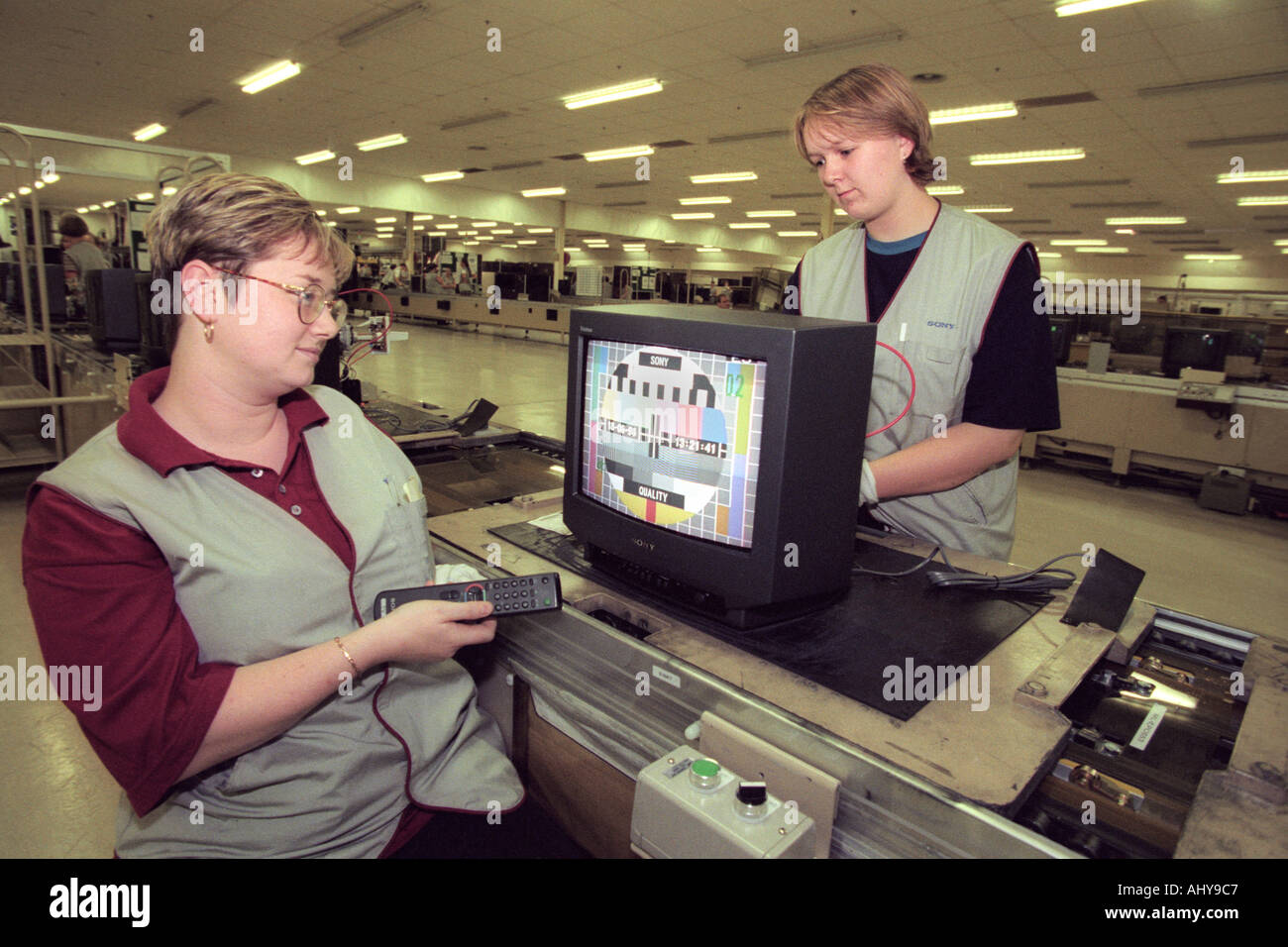 Assembly line at the Sony television plant in Pencoed South Wales Stock ...
