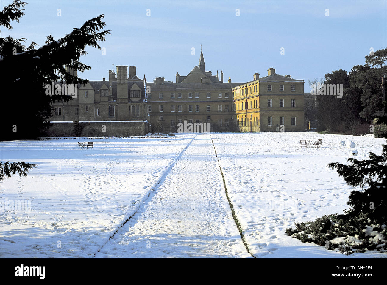 Winter view of Trinity College Garden Quad and grounds Stock Photo - Alamy