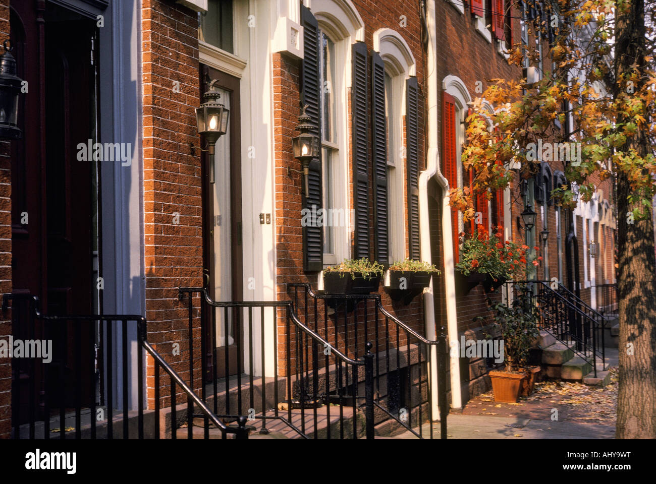 Row houses Lancaster PA Pennsylvania early american Stock Photo - Alamy