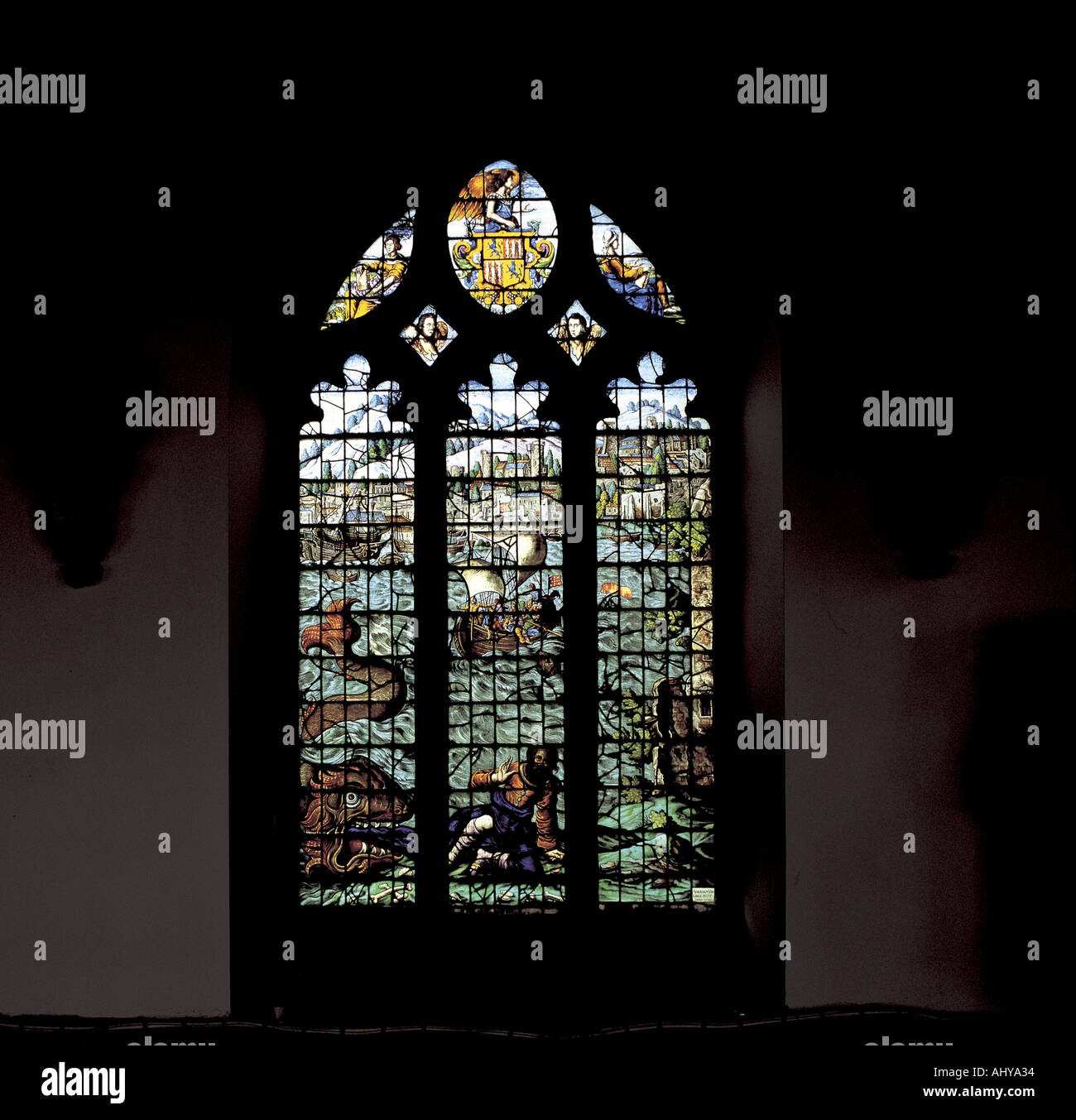 Stained Glass Window in University College Chapel Stock Photo - Alamy