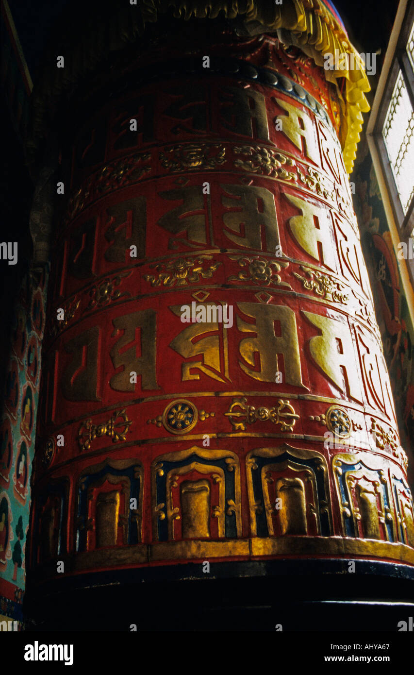 Big prayer wheel in monastery of Shangpa Rinpoche in Tashi Palkhiel ...