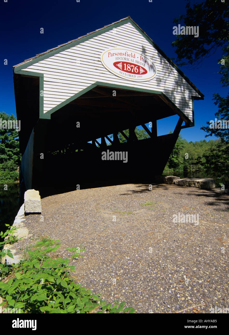 Porter Covered Bridge in Parsonfield, Maine USA. This bridge crosses ...