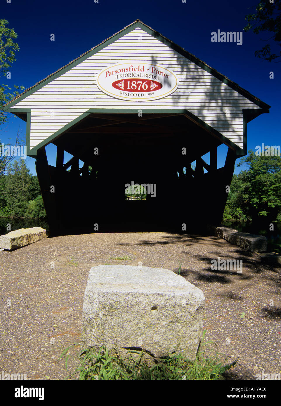 Porter Covered Bridge in Parsonfield, Maine USA. This bridge crosses ...