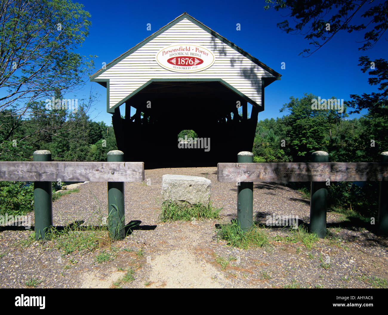 Porter Covered Bridge in Parsonfield, Maine USA. This bridge crosses ...