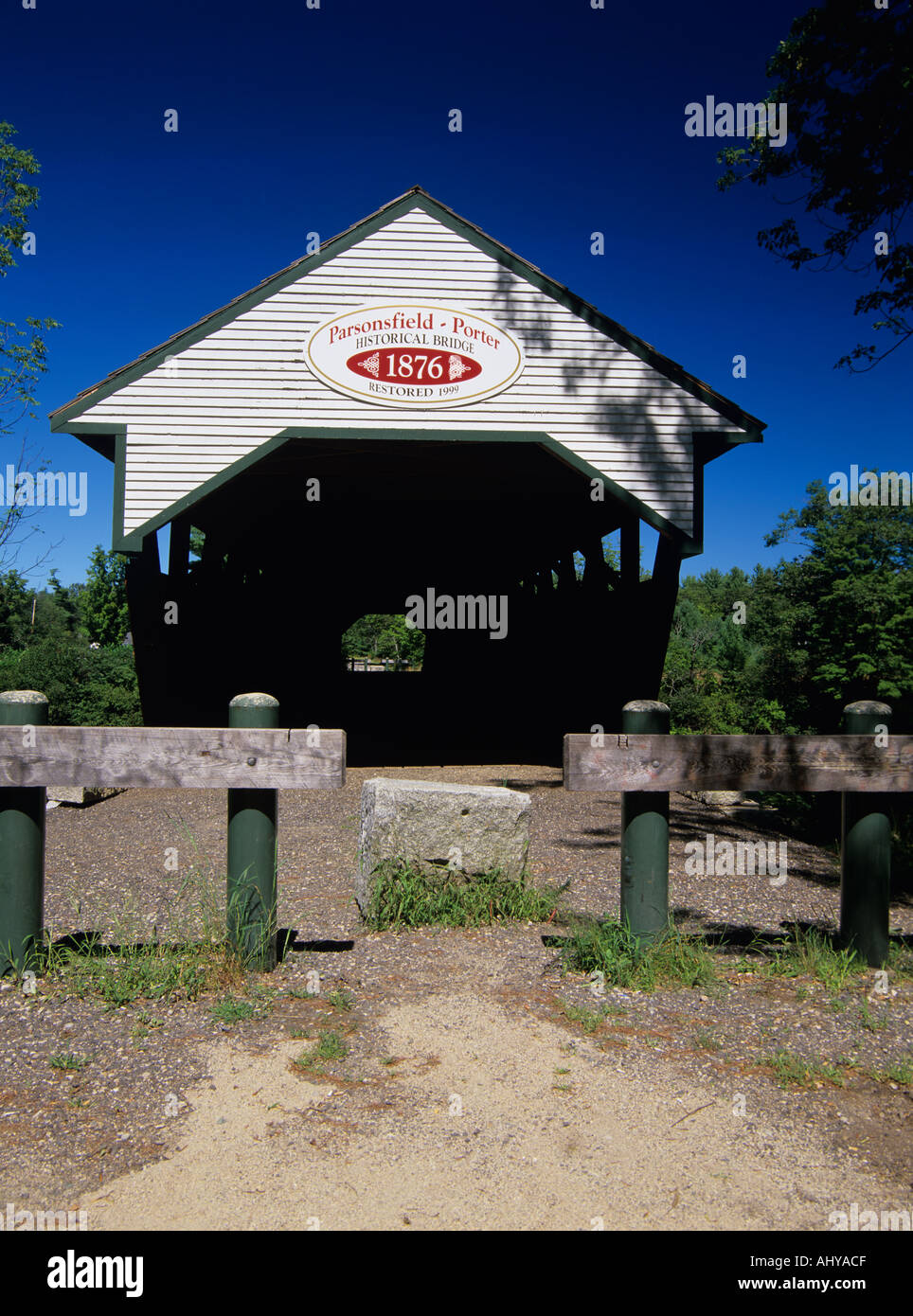 Porter Covered Bridge in Parsonfield, Maine USA. This bridge crosses ...