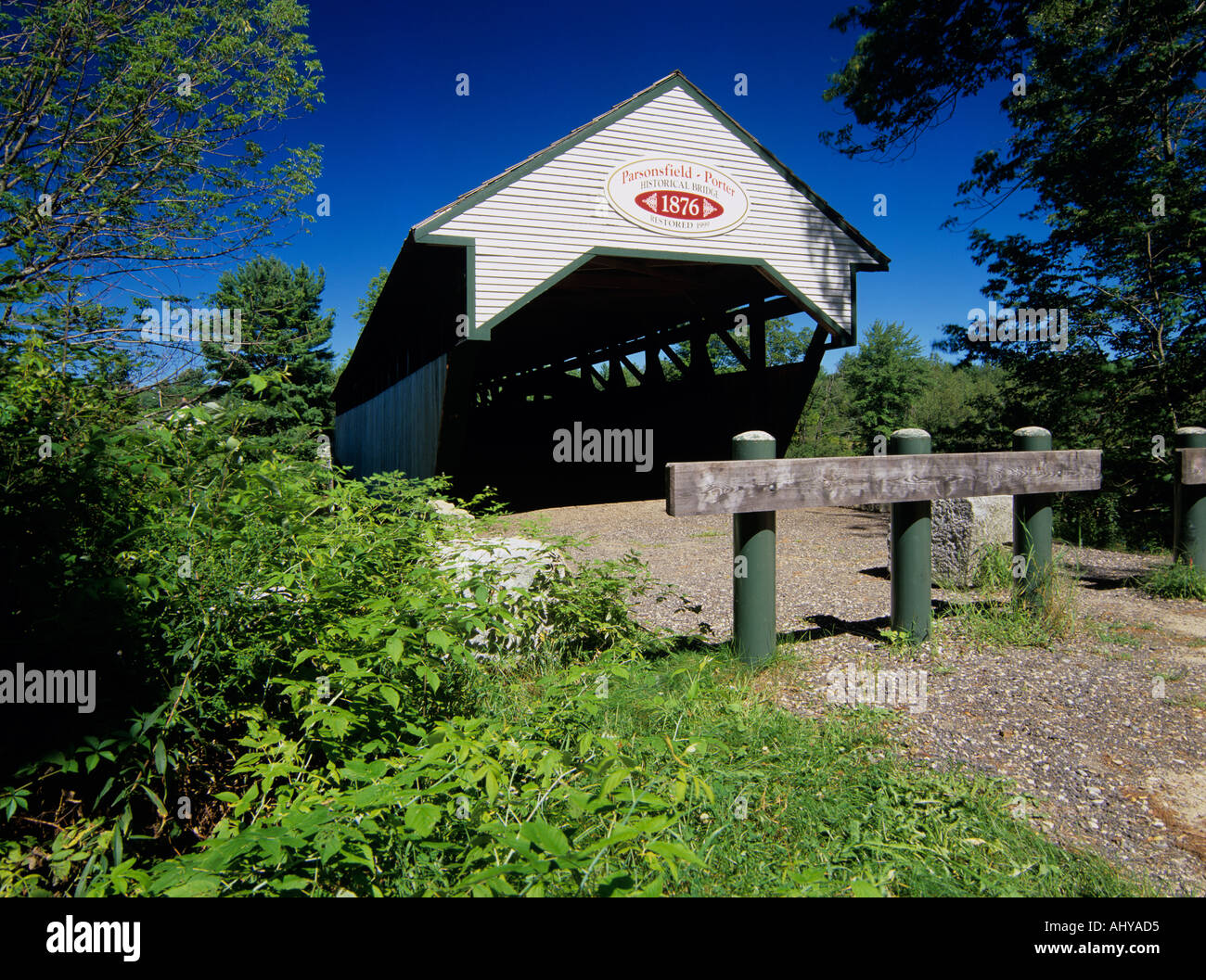 Porter Covered Bridge in Parsonfield, Maine USA. This bridge crosses ...