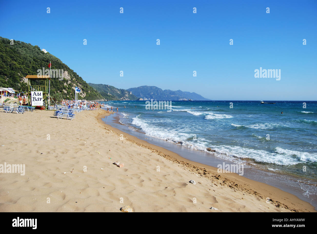 Glyfada Beach, Glyfada, Corfu, Ionian Islands, Greece quiet Stock Photo ...