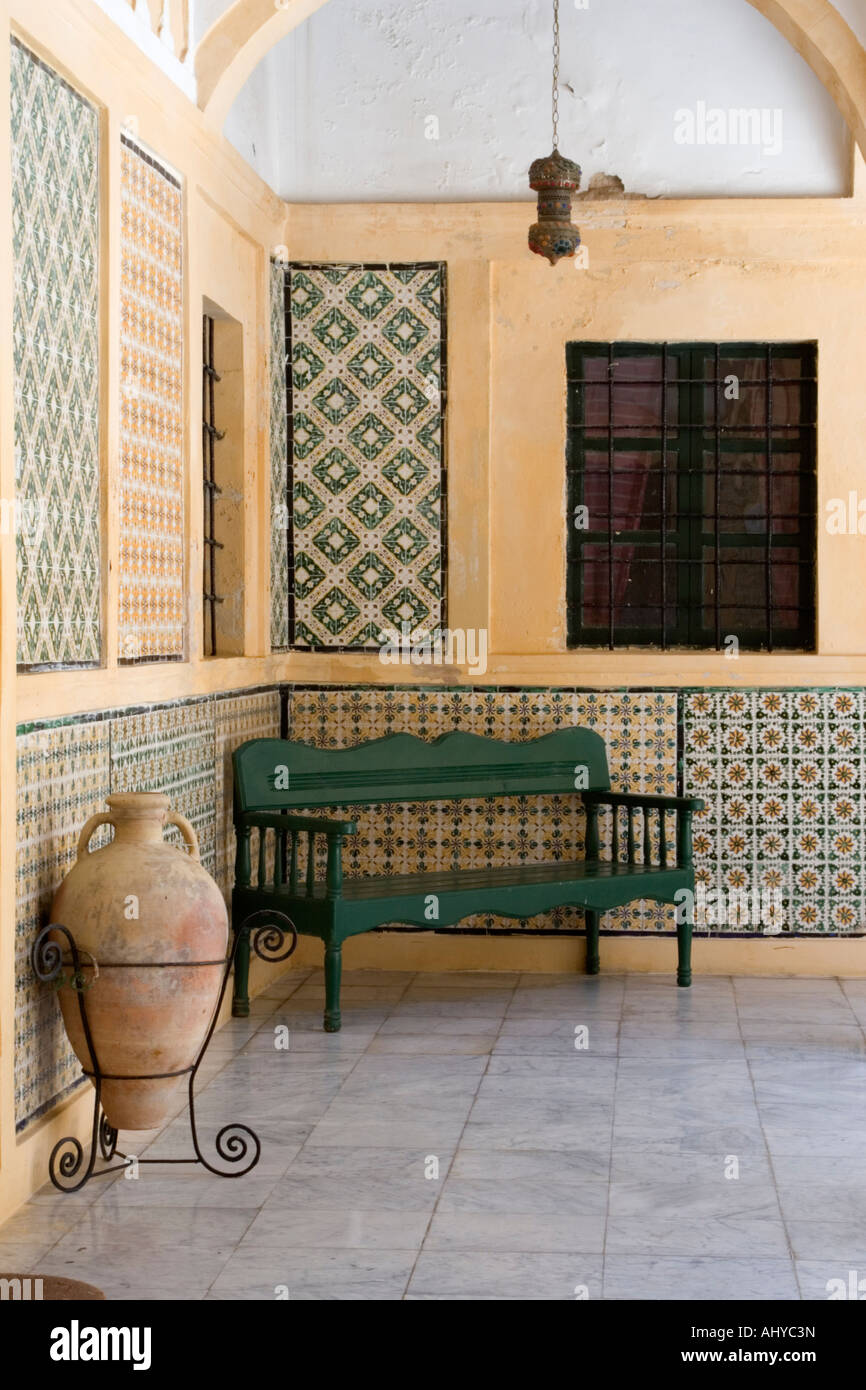 Tripoli, Libya. Water Jar, Bench, Tiles, Karamanli House, Dar al ...