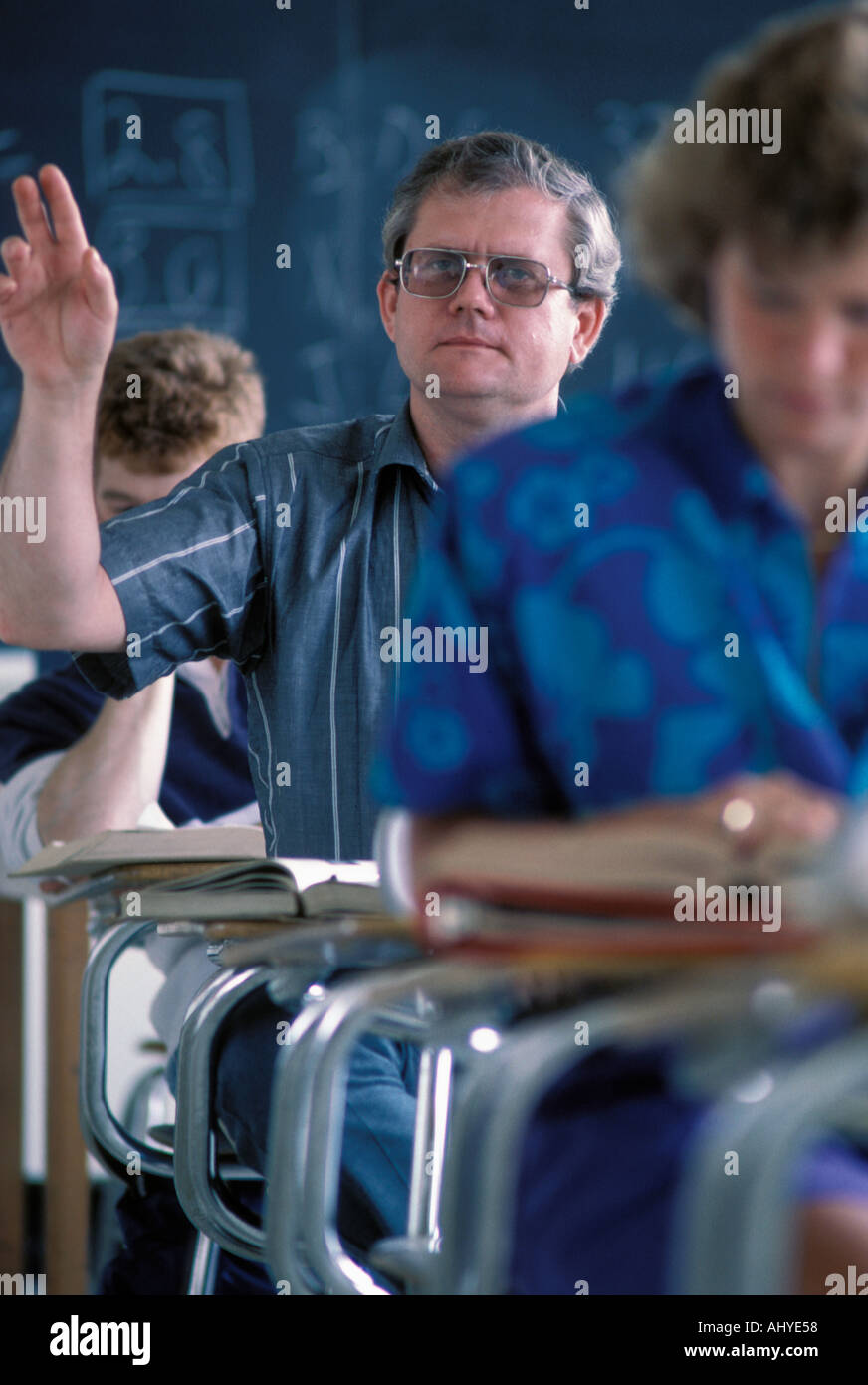 Older student in class hi-res stock photography and images - Alamy