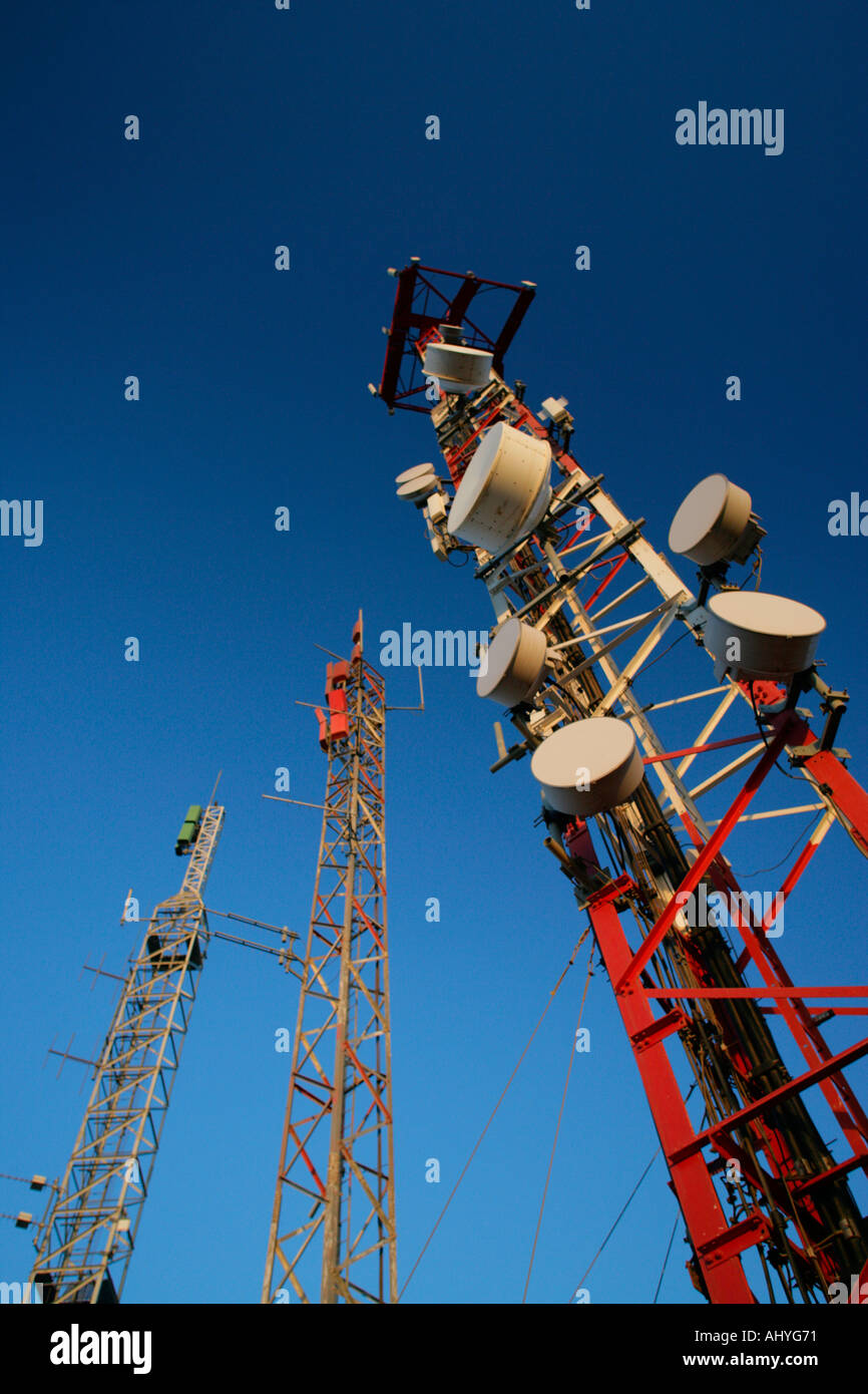 Telecommunications towers in Spain Stock Photo - Alamy