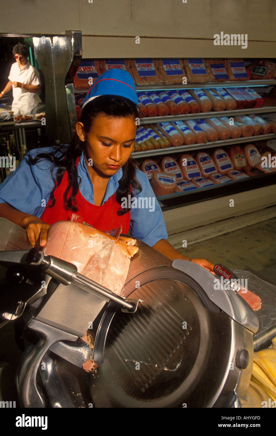 1, one, Mexican woman, adult woman, butcher, butcher department ...